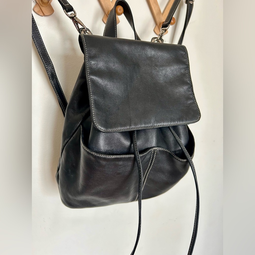Genuine 90's Mini Leather Black Backpack - Gem